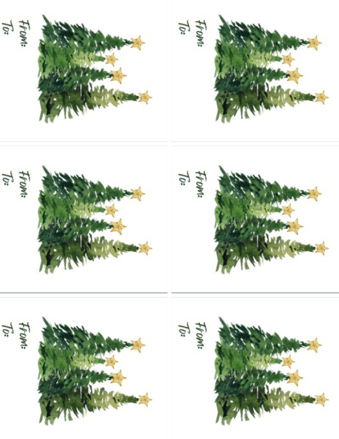 Christmas Tags for Gifts, Watercolor Christmas Tree Gift Tags - Etsy