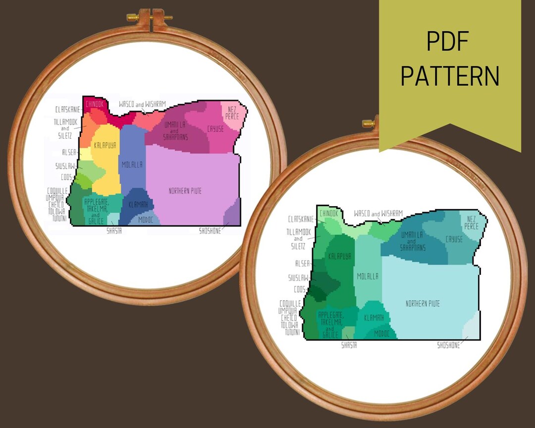 Map of Oregon Tribes | Cross Stitch Pattern - Etsy