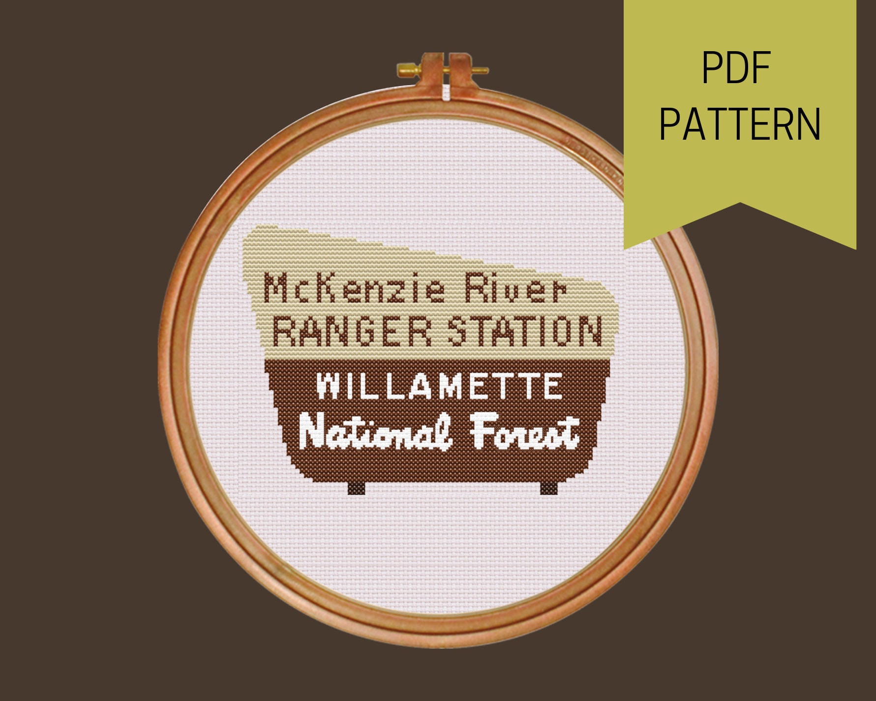Forest Service Sign Cross Stitch Pattern | Willamette National Forest ...