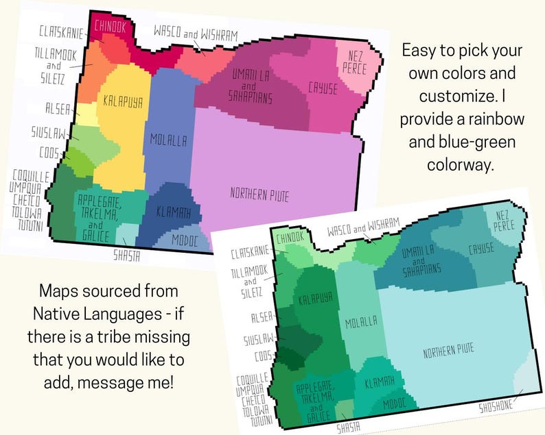 Map of Oregon Tribes | Cross Stitch Pattern - Etsy