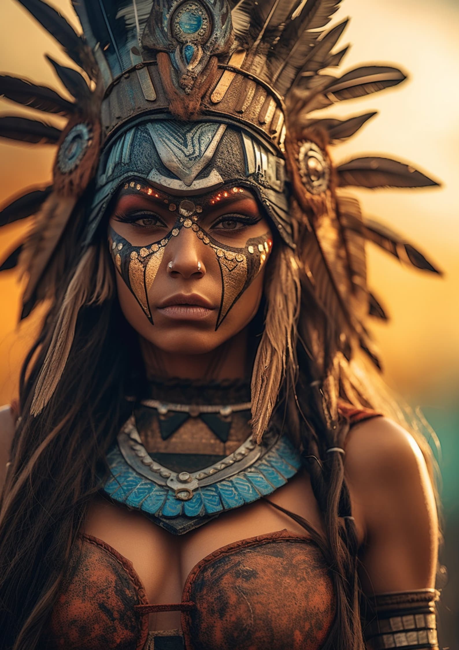 5PACK WALL ART Aztec Empire 1 Aztecs Warrior Ai Art Print Portrait Photography Home Decor Poster ...