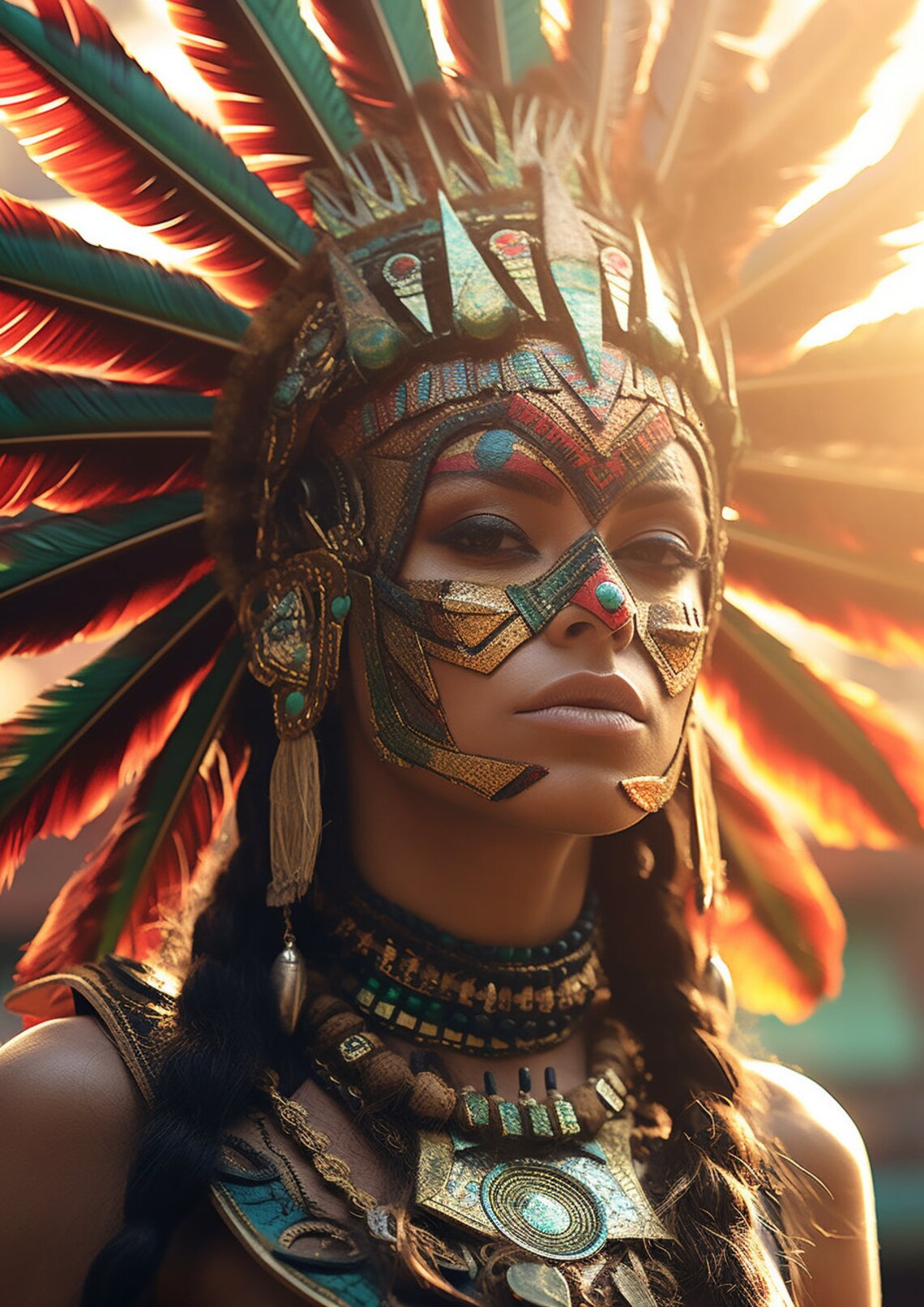 5PACK WALL ART Aztec Empire 1 Aztecs Warrior Ai Art Print Portrait ...