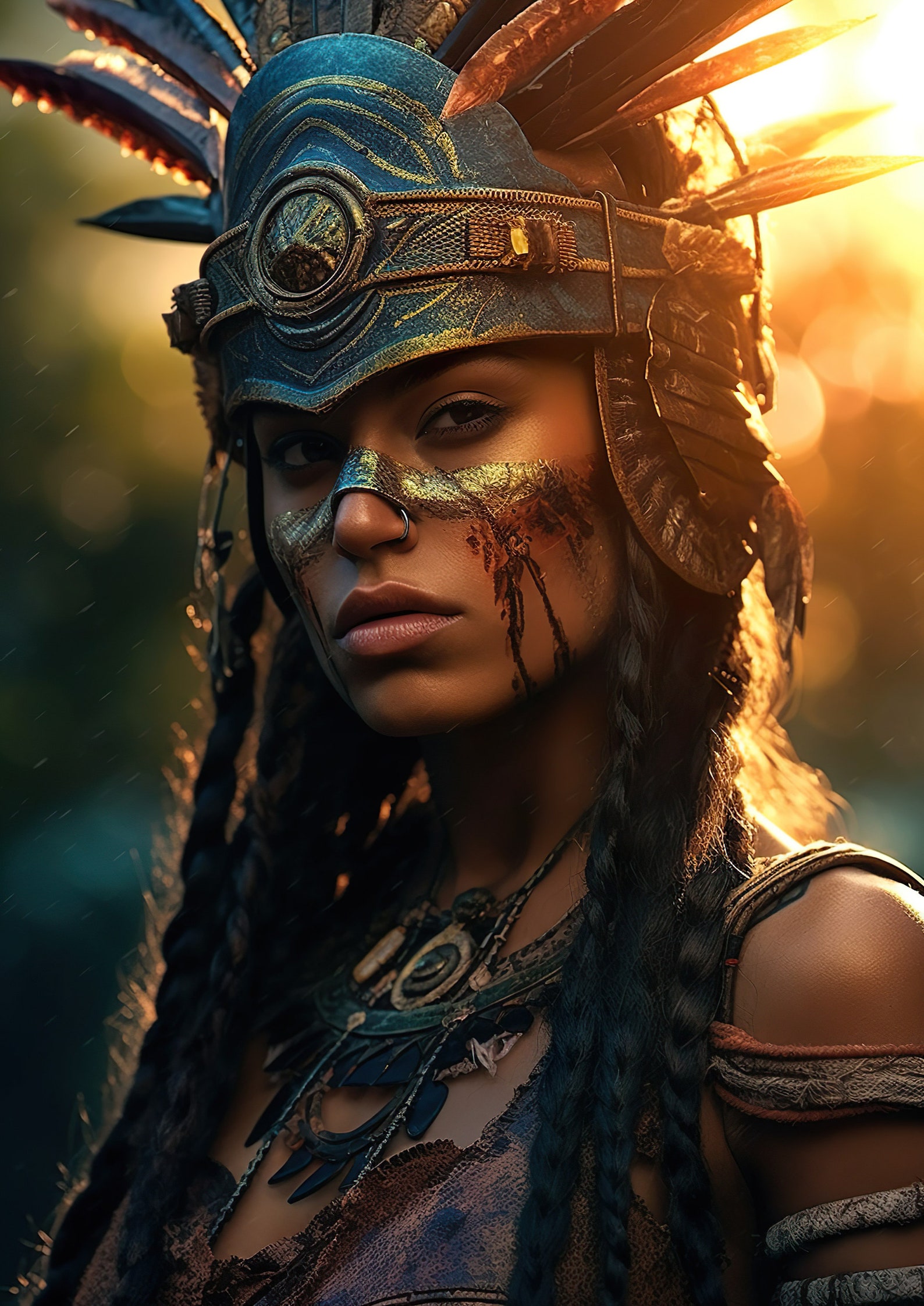 7pack Wall Art Aztec Empire Aztecs Warrior Ai Art Print Portrait