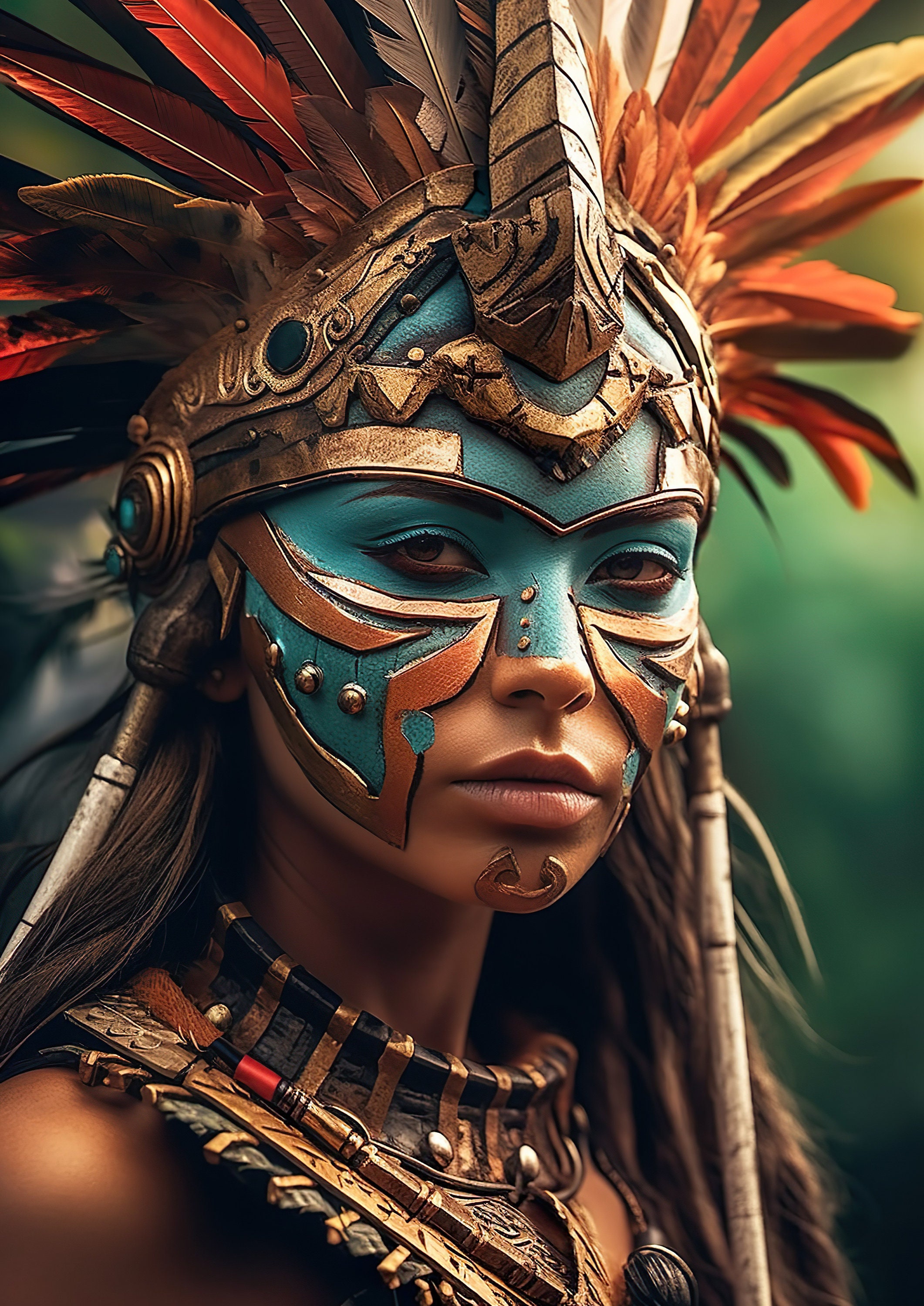 7pack Wall Art Aztec Empire Aztecs Warrior Ai Art Print Portrait