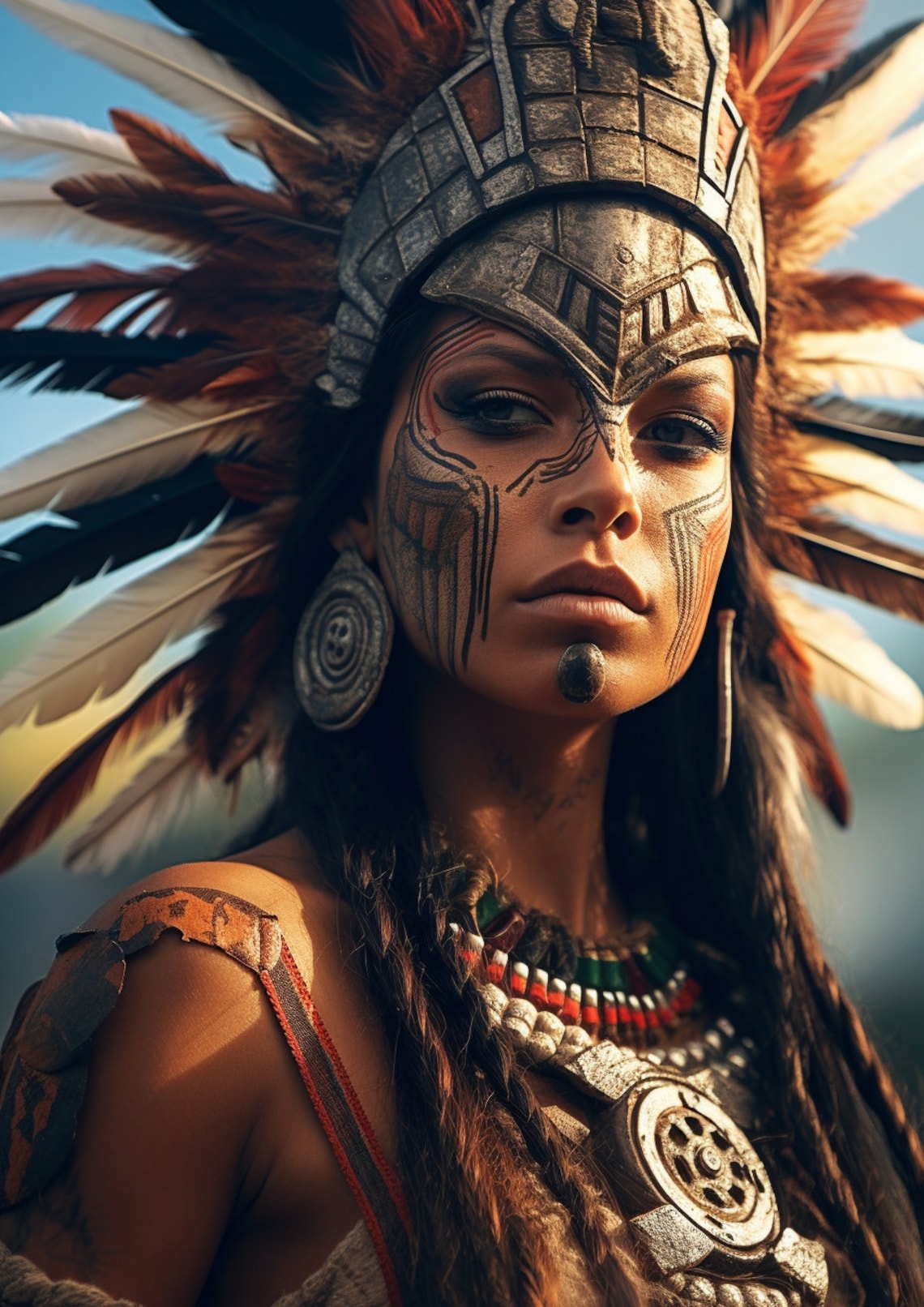 5PACK WALL ART Aztec Empire 1 Aztecs Warrior Ai Art Print Portrait ...