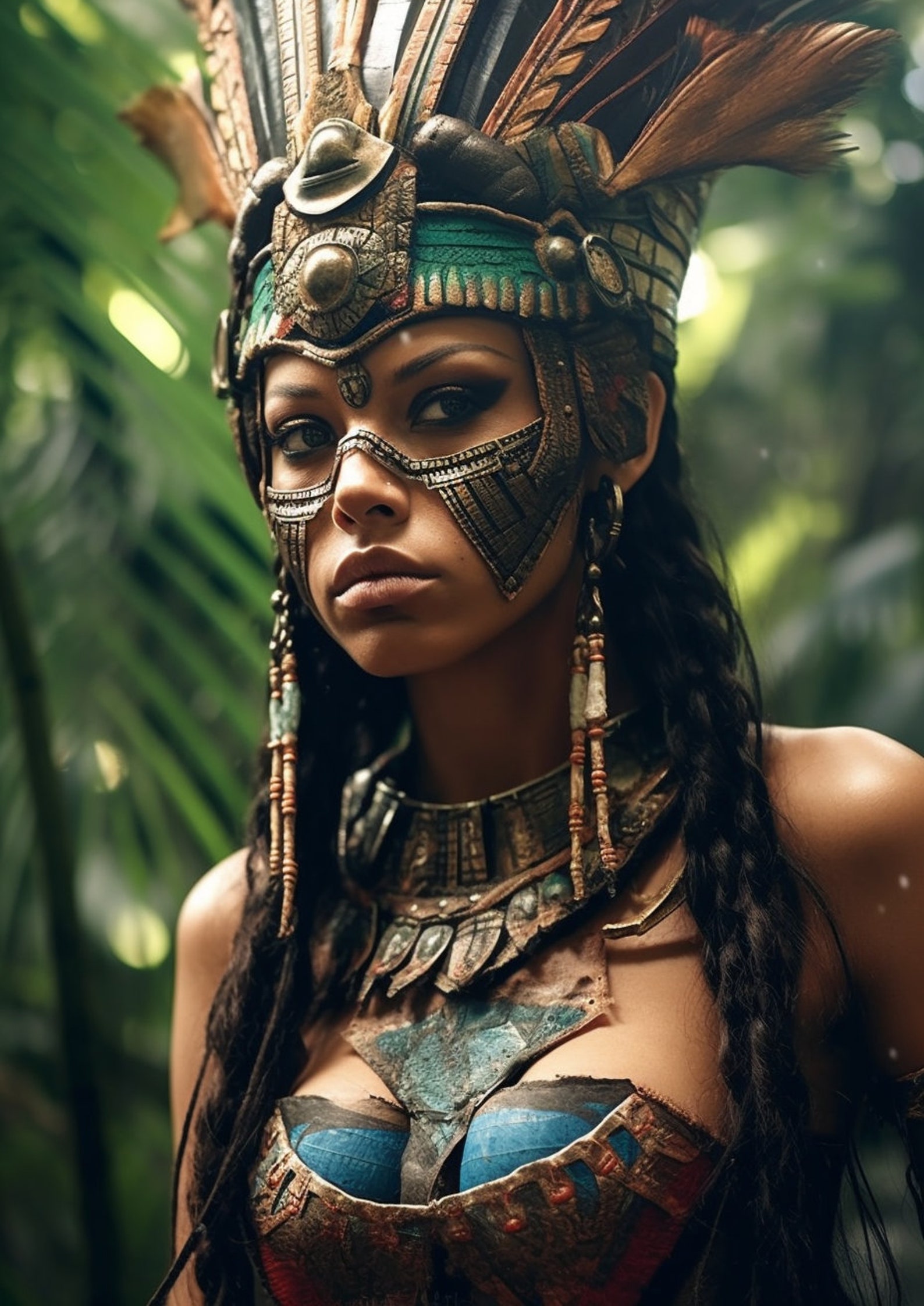 5PACK WALL ART Aztec Empire 1 Aztecs Warrior Ai Art Print Portrait Photography Home Decor Poster ...