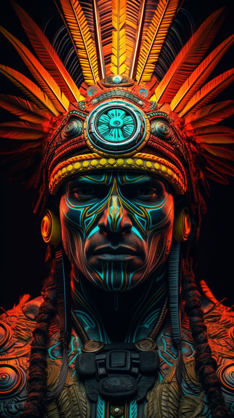 8pack Aztec Empire Aztec Prince Warrior Neon UHD Wallpaper - Etsy