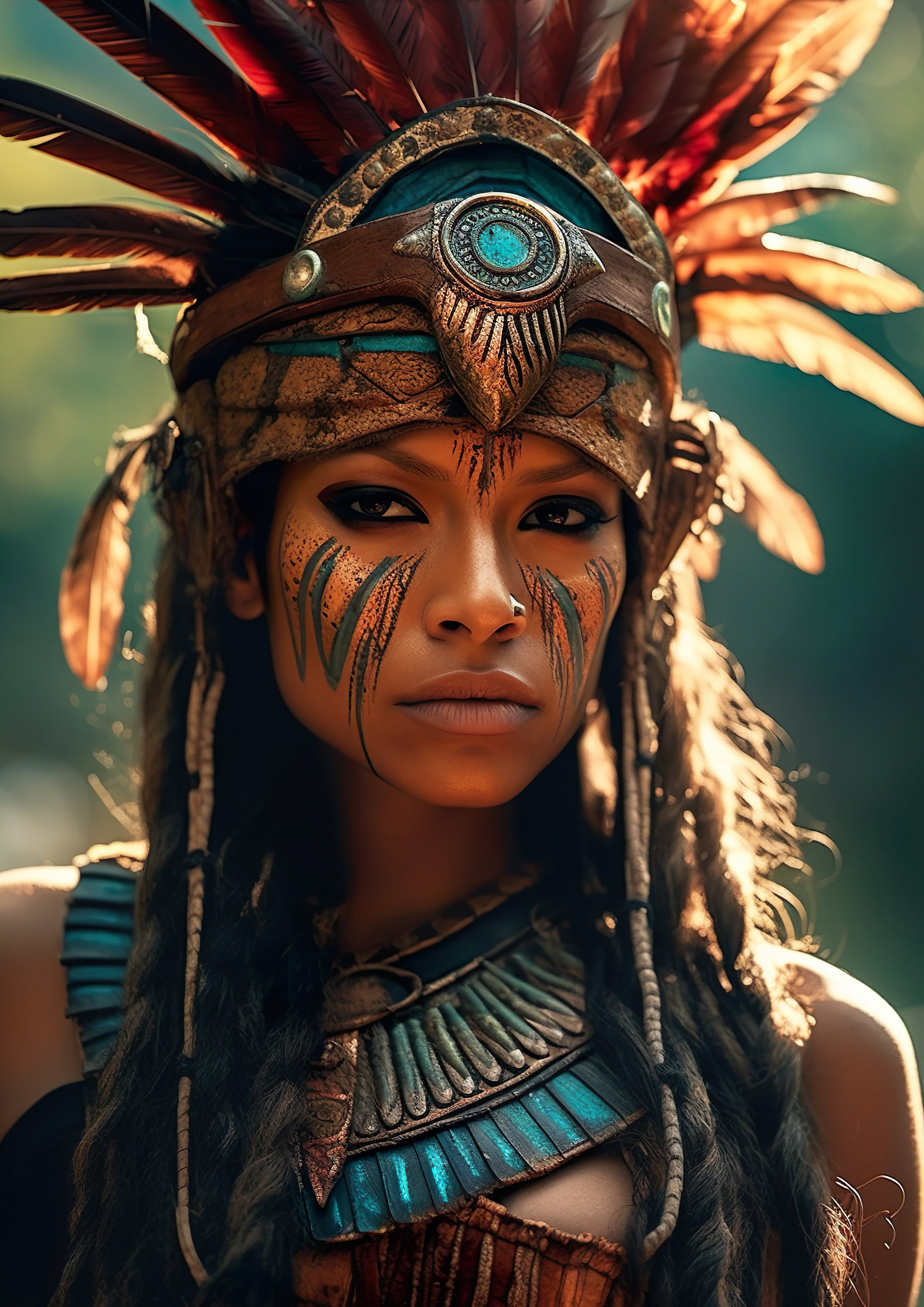 7PACK WALL ART Aztec Empire Aztecs Warrior Ai Art Print Portrait ...