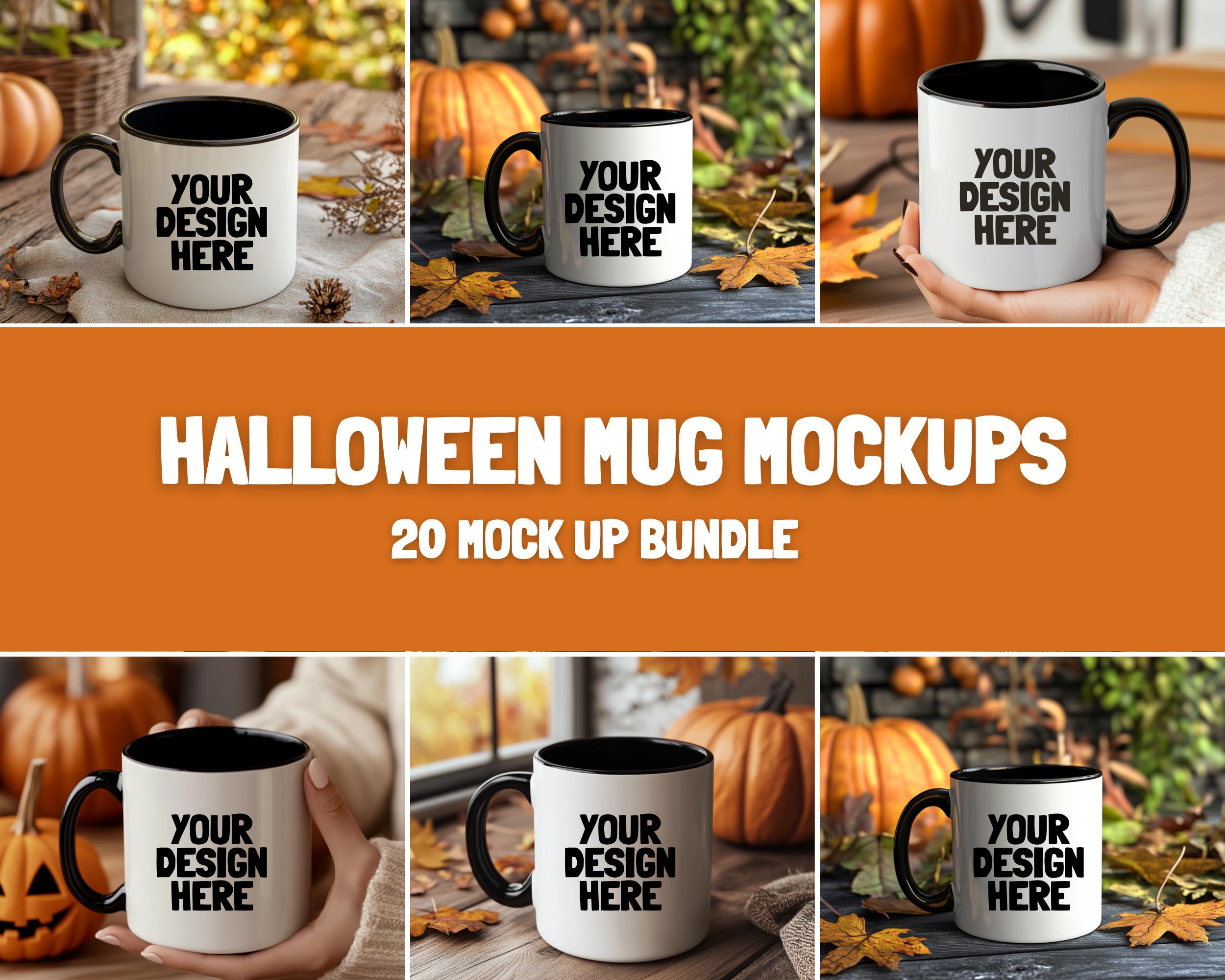 20 Mug Mockup Accent Coffee Cup Mock up Black Handle Halloween Mug ...