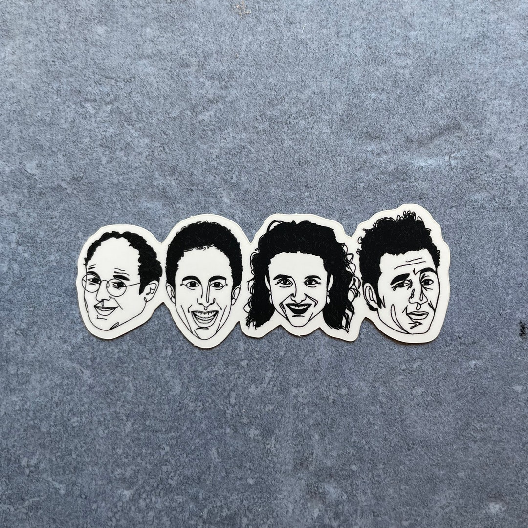 George, Jerry, Elaine, and Kramer Line Drawing Headshot Seinfeld ...