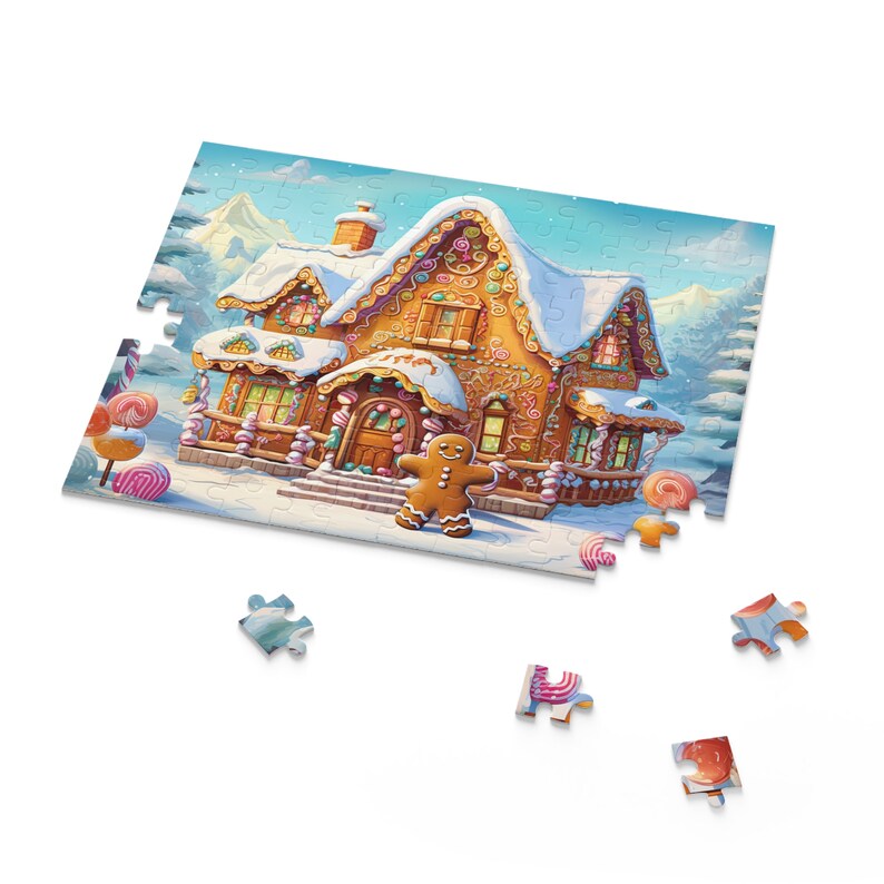 Gingerbread House Winter Wonderland Puzzle, Christmas Gingerbread Man ...