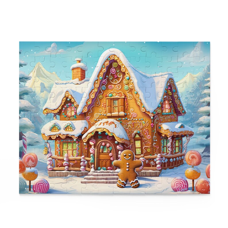 Gingerbread House Winter Wonderland Puzzle, Christmas Gingerbread Man ...