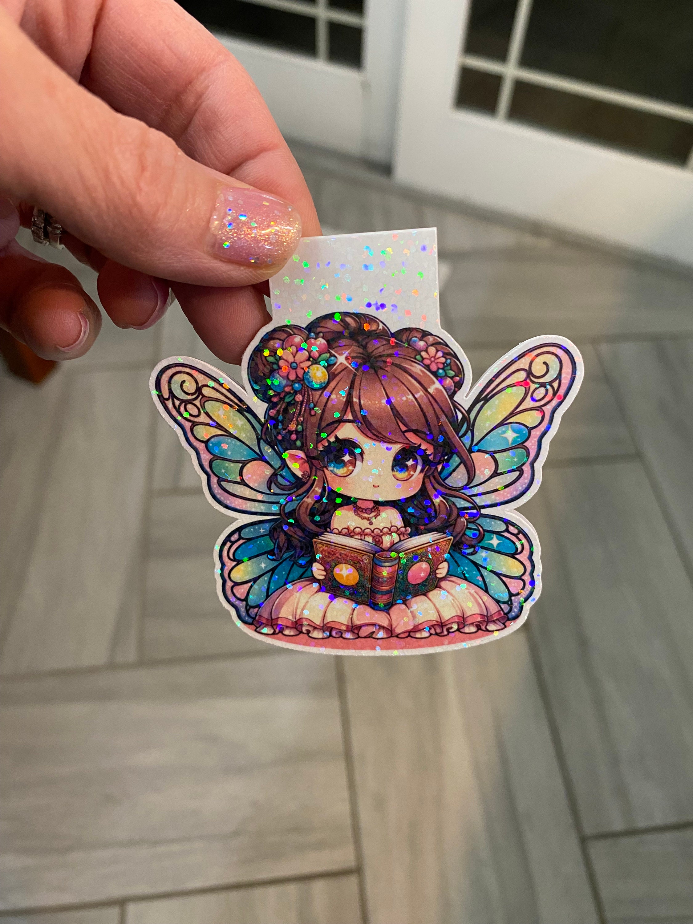 Handmade Holographic or Clear Laminate Reading Fairy Magnetic Bookmark ...