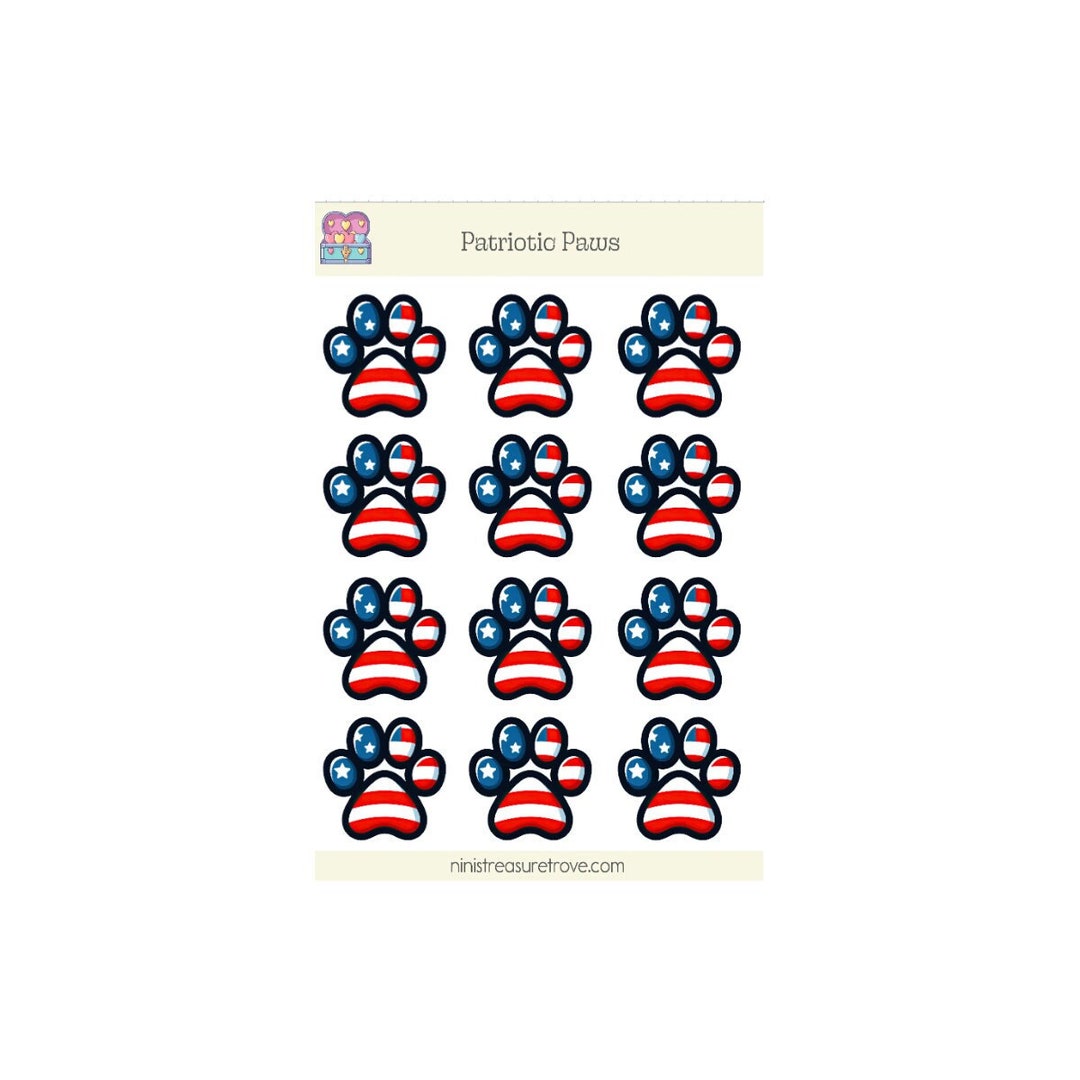 Patriotic Paws Glossy Kiss Cut Sticker Sheet, Regular or Holographic ...