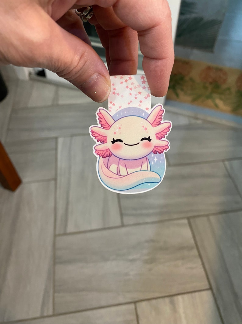 Cute Axolotl Two-sided Magnetic Bookmark With Clear or Holographic ...