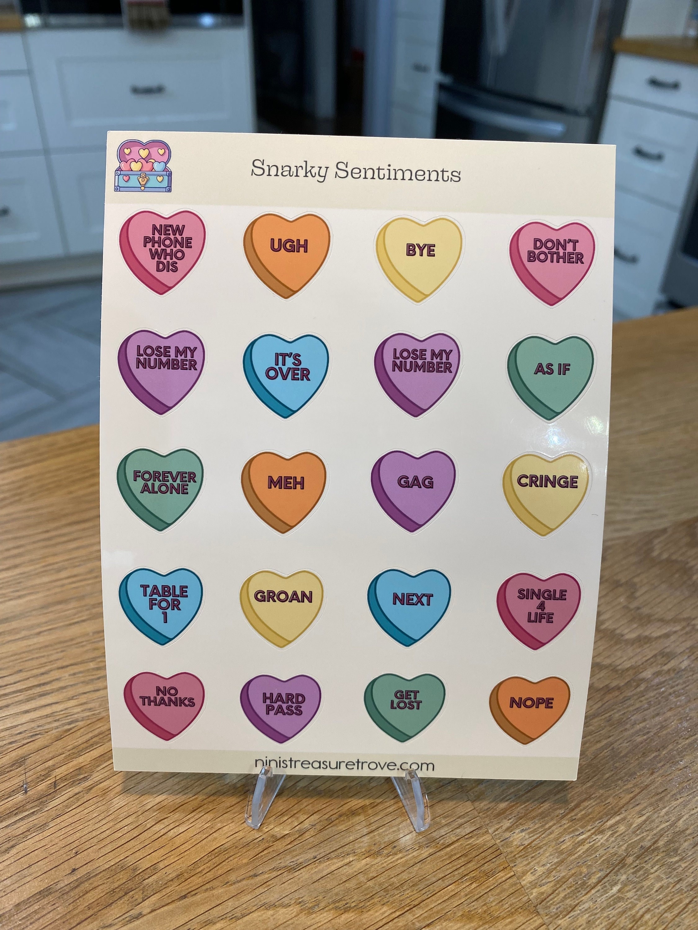 Snarky Sentiments Valentine's Day Conversation Hearts Glossy Kiss Cut ...