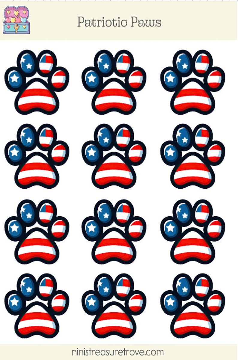 Patriotic Paws Glossy Kiss Cut Sticker Sheet, Regular or Holographic ...