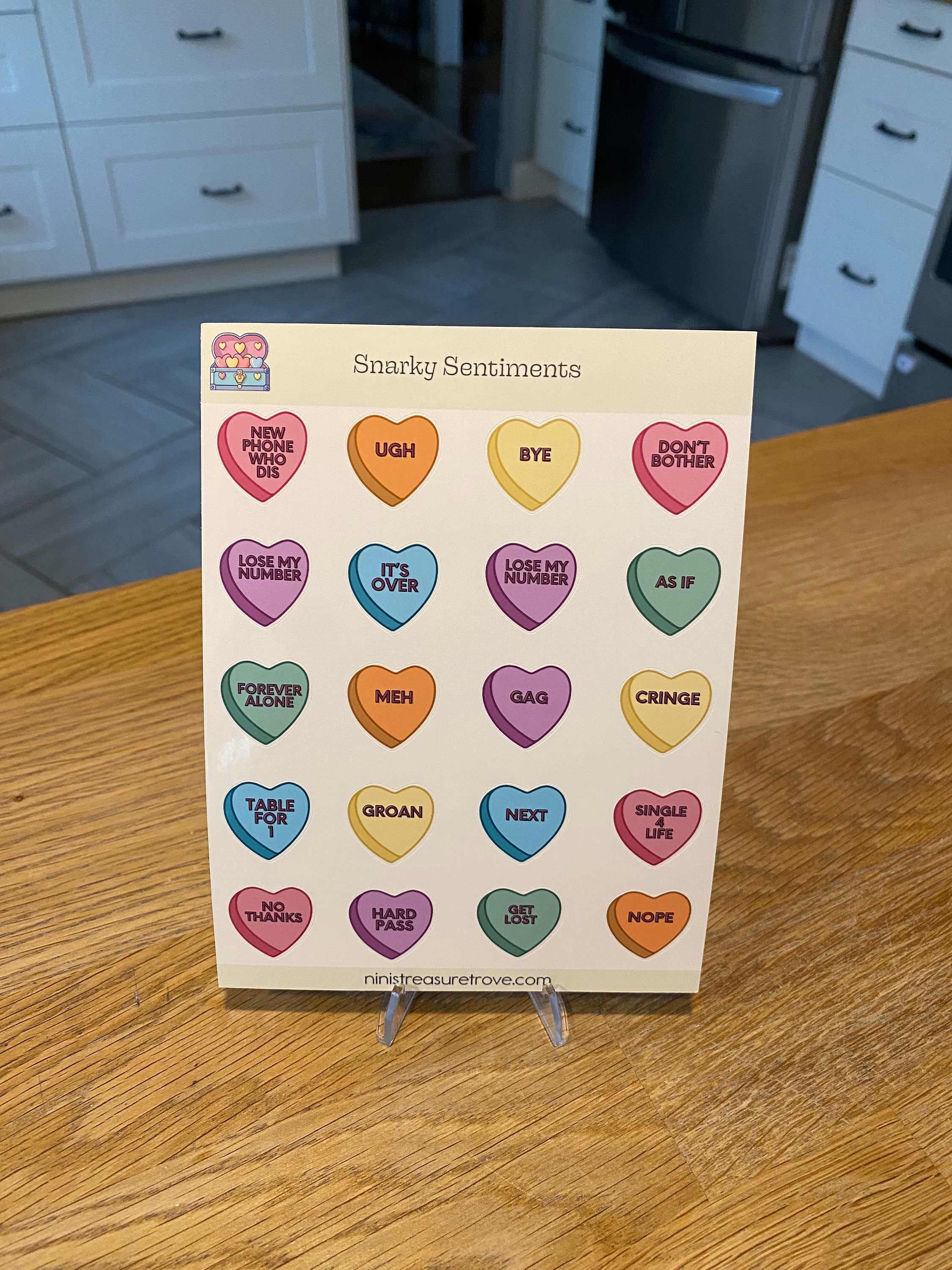 Snarky Sentiments Valentine's Day Conversation Hearts Glossy Kiss Cut ...