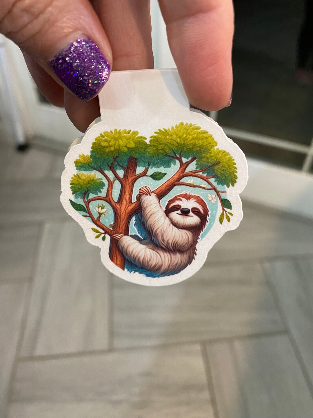 Tree Hanging Sloth Two-sided Magnetic Bookmark With Clear or ...