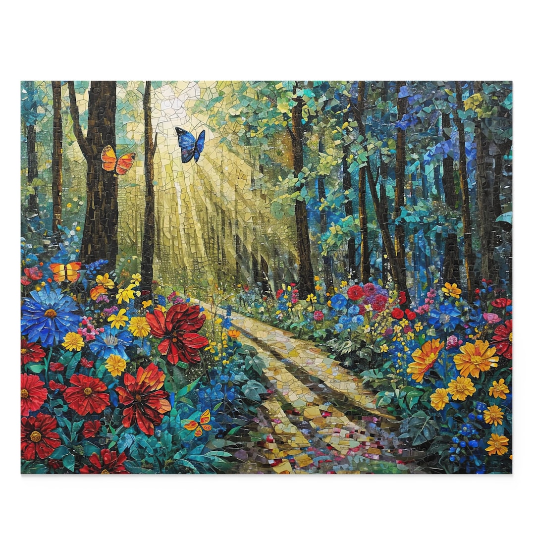Enchanted Forest Puzzle, Vibrant Flowers & Butterflies Jigsaw, Family ...