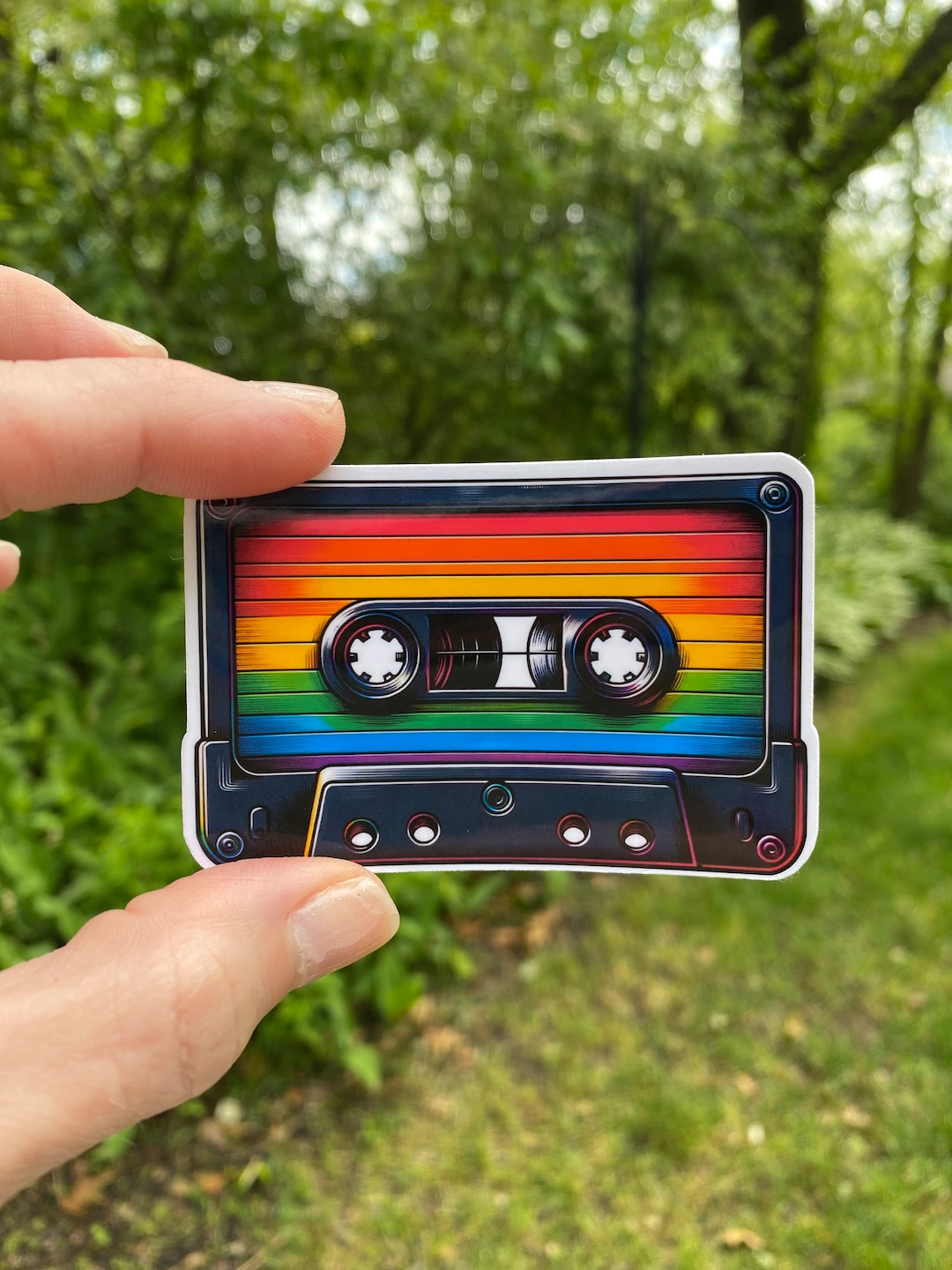 Retro Rainbow Cassette Tape Vinyl Sticker, 3” X 2” Waterproof Sticker ...