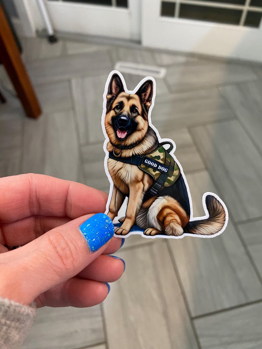 German Shepherd Dog Sticker, Custom Option, Laminated Vinyl Service Dog ...