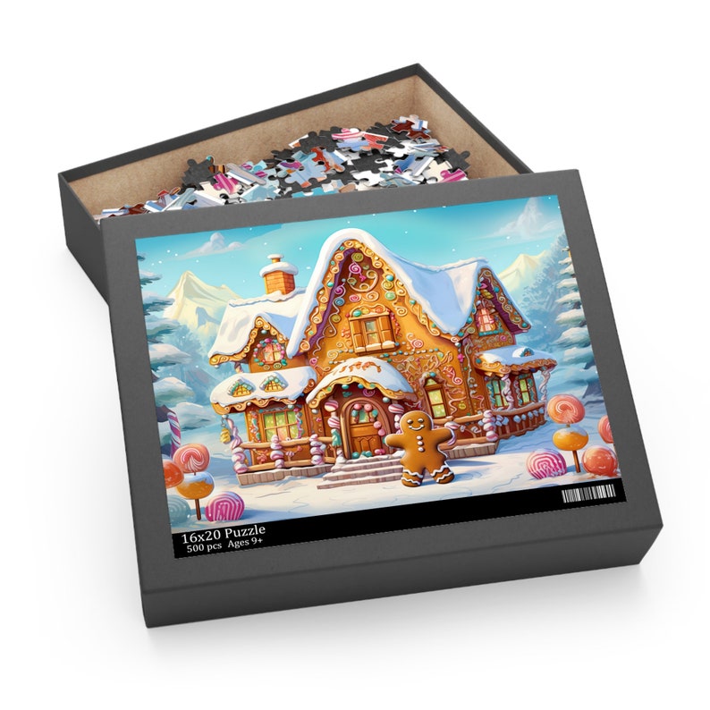 Gingerbread House Winter Wonderland Puzzle, Christmas Gingerbread Man ...