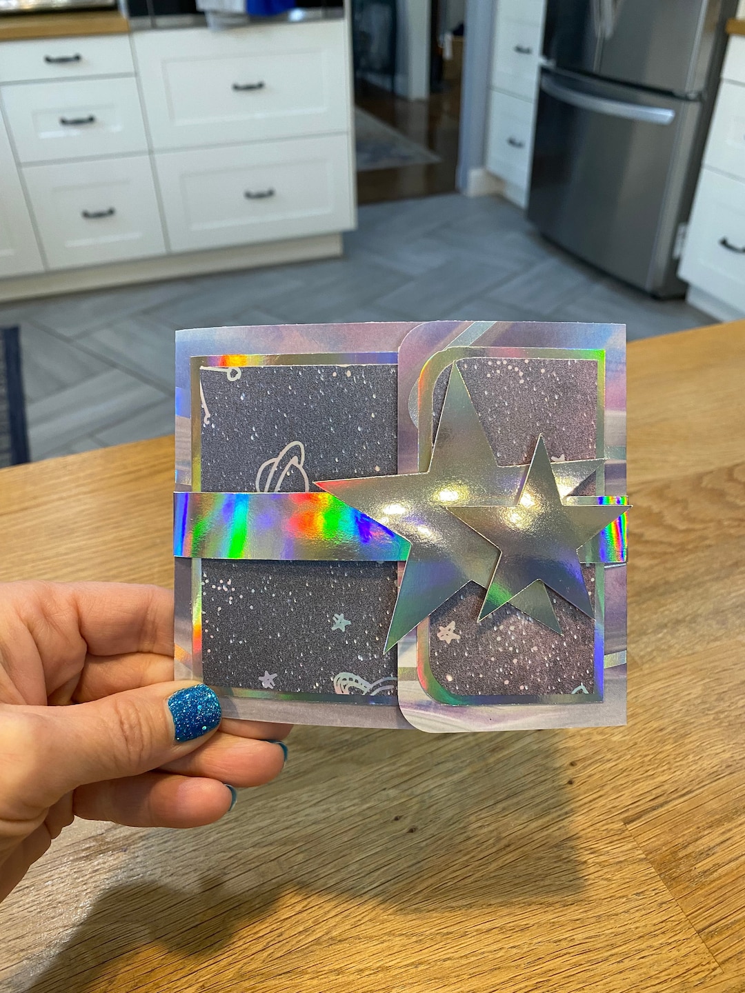 Handmade Galaxy and Stars Birthday Card With Embellished Belly Band and ...