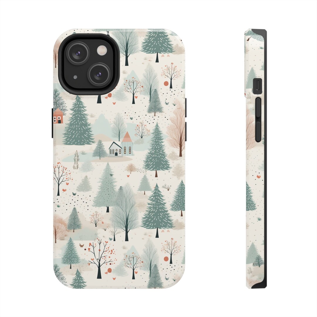 Winter iPhone Case, Pine Trees and Cottage Phone Case, Watercolor ...