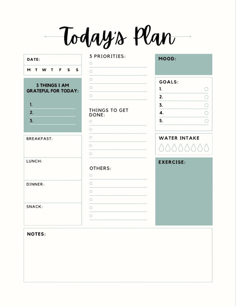 Today’s Plan Printable - Etsy