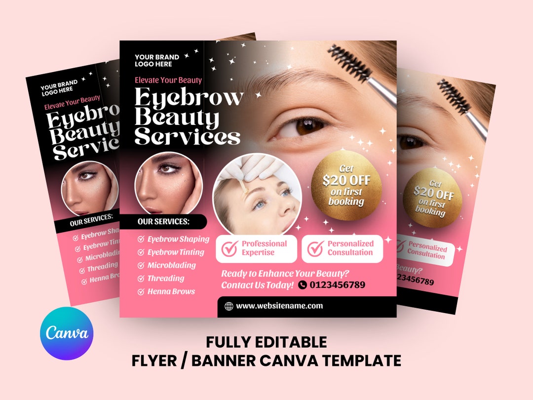 Eyebrow Beauty Service Flyer, DIY Flyer Template Design, Beauty Service ...
