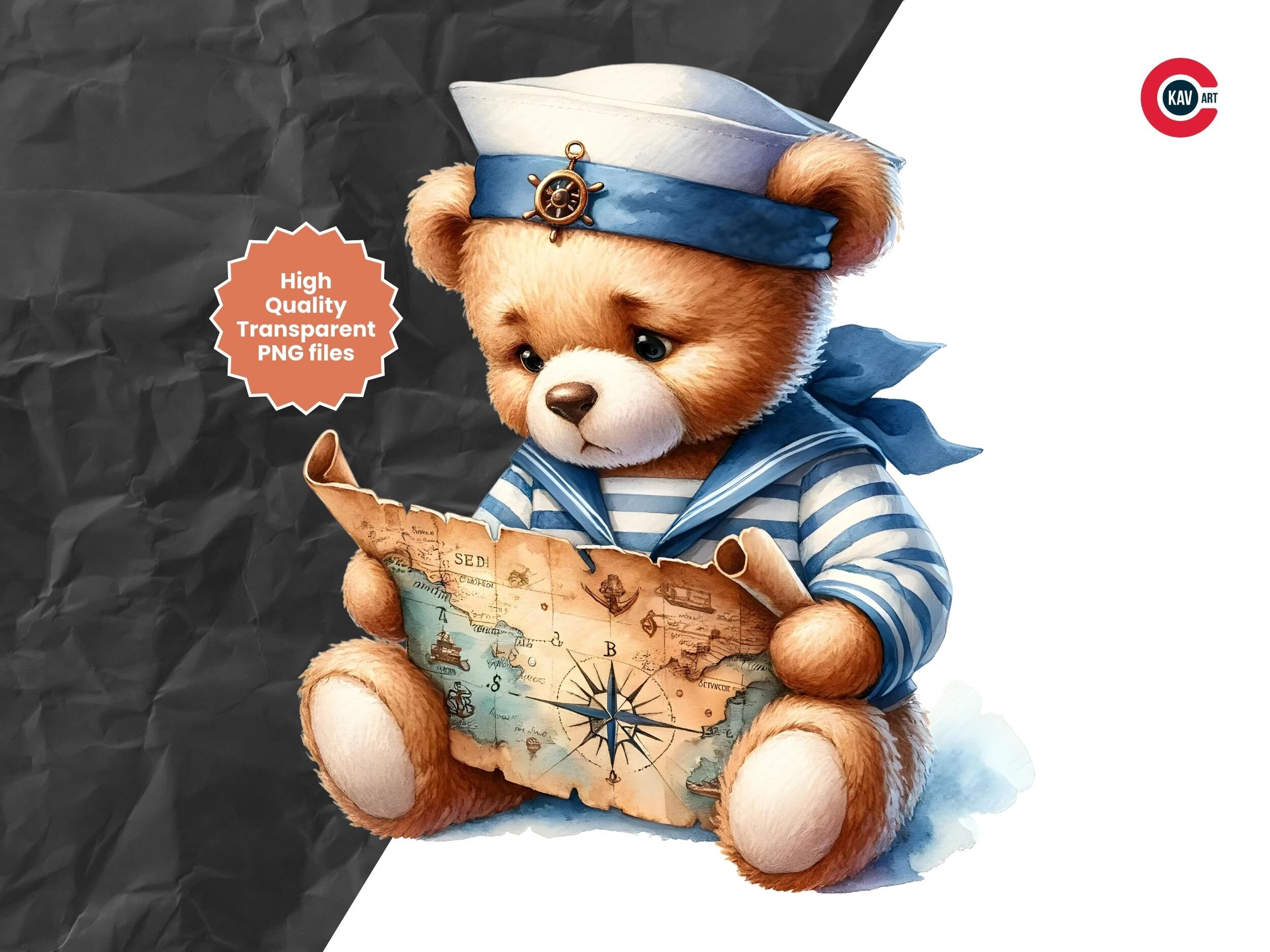 Sailor Teddy Bear Collection Clipart, Teddy Bear With a Captain’s Hat ...