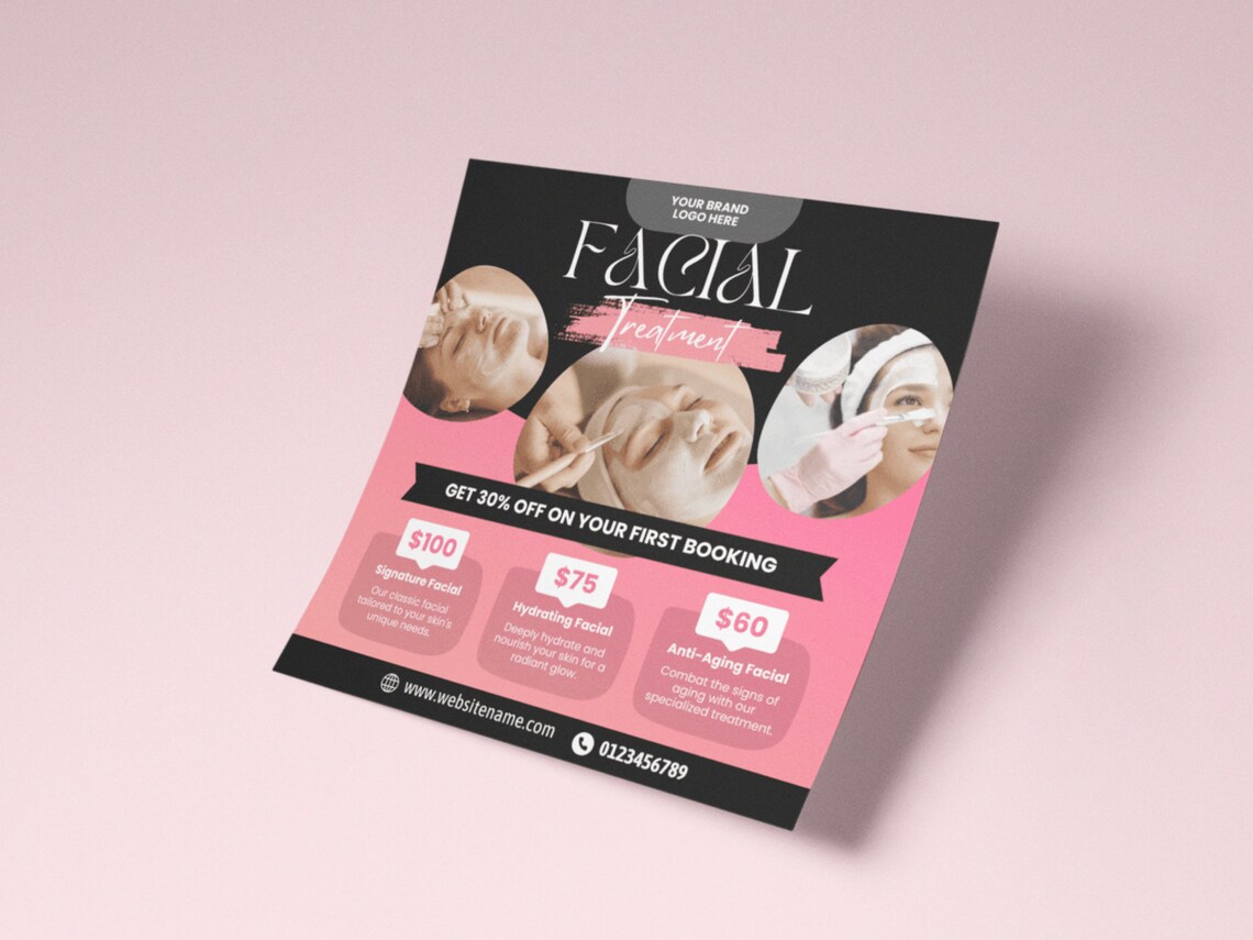 Facial Treatment Flyer, DIY Flyer Template Design, Skin Care Services ...