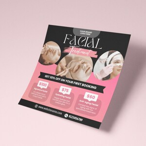 Facial Treatment Flyer, DIY Flyer Template Design, Skin Care Services ...