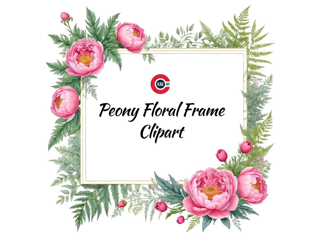 Peony Floral Frame PNG, Watercolour Flowers Clipart, Peony Floral ...