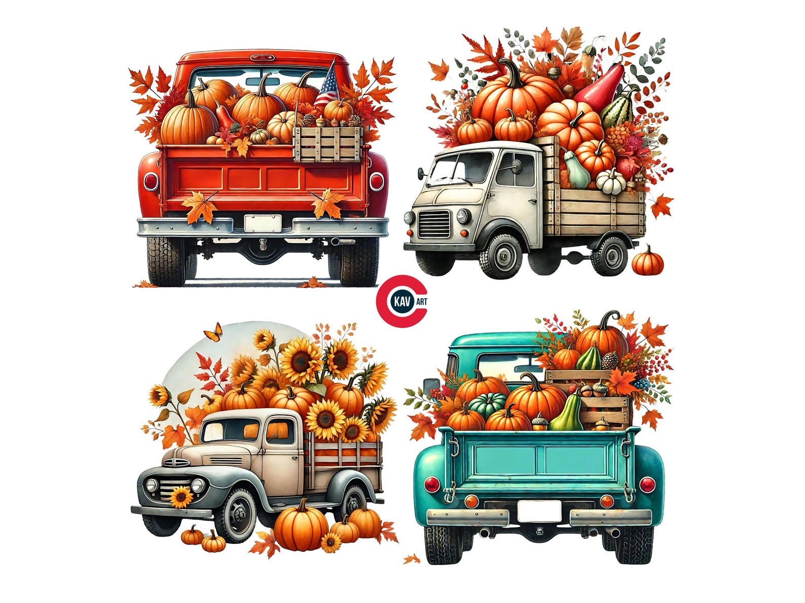 Fall Truck Clipart, Hello Fall, Farm Truck, Truck With Fall Pumpkin and ...