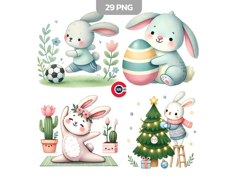 Nursery Animals Clipart, Cute Baby Bunny Clipart, Funny Bunny, Cute ...