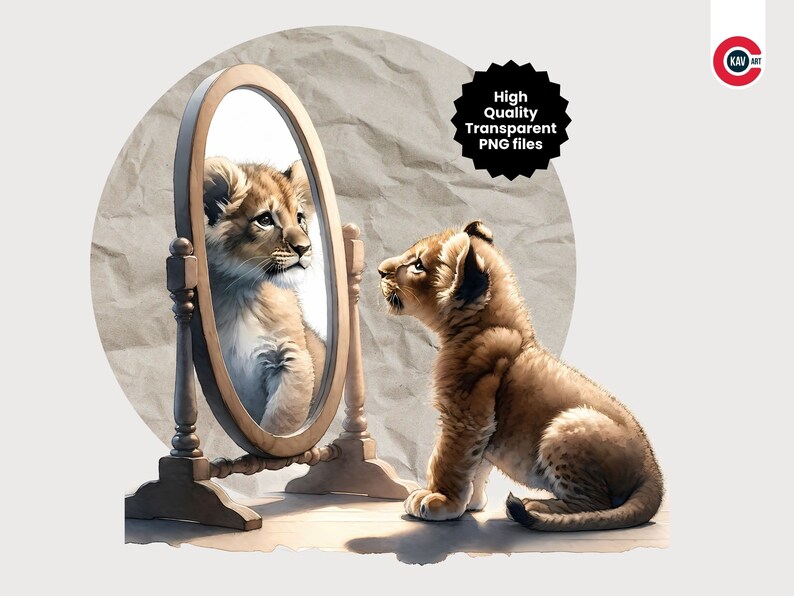 Cute Lion Cub Clipart Bundle, Lion Cub Illustration, Transparent PNG ...