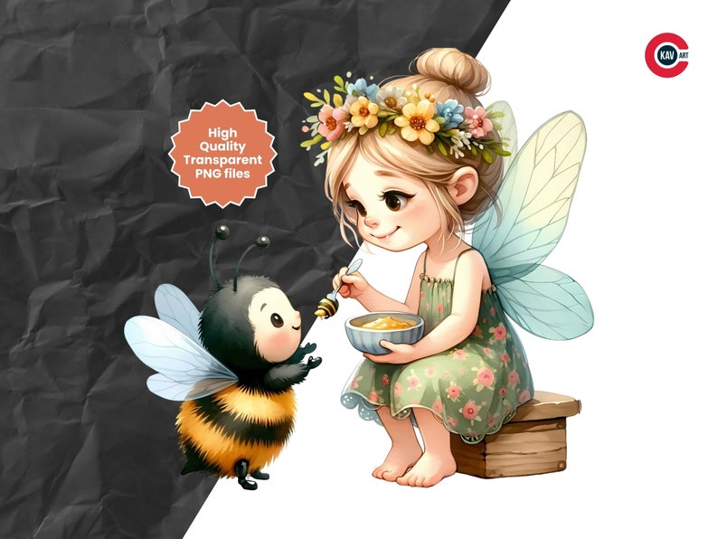 Fairy With Bumblebee Watercolor Clipart, Fairy and Bee, Bumble Bee ...
