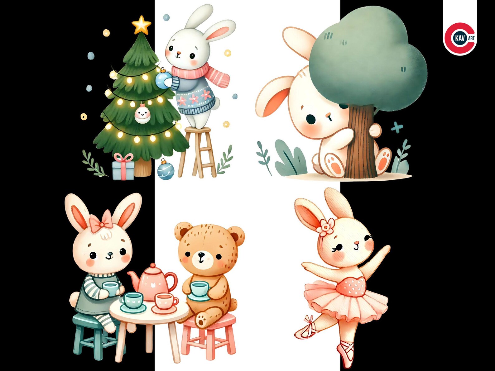 Bunny PNG Clipart Bundle, Scrapbooking Graphics (digital Download - Etsy