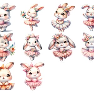 Ballet Dance Bunny Watercolor Clipart, Ballerina Bunny Clipart, Baby ...