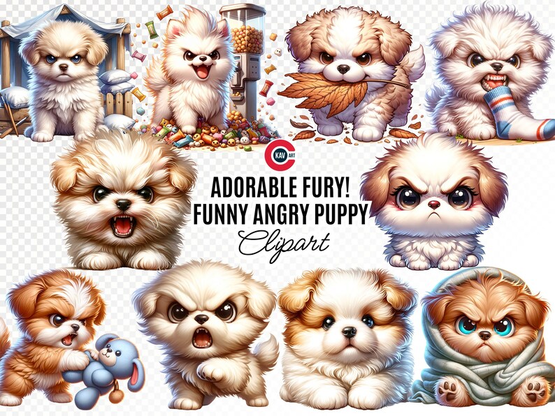 Baby Dog Clipart, Cute Angry Dog Clipart, Funny Angry Baby Dog, Playful ...