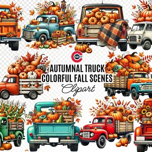 Fall Truck Clipart, Hello Fall, Farm Truck, Truck With Fall Pumpkin and ...
