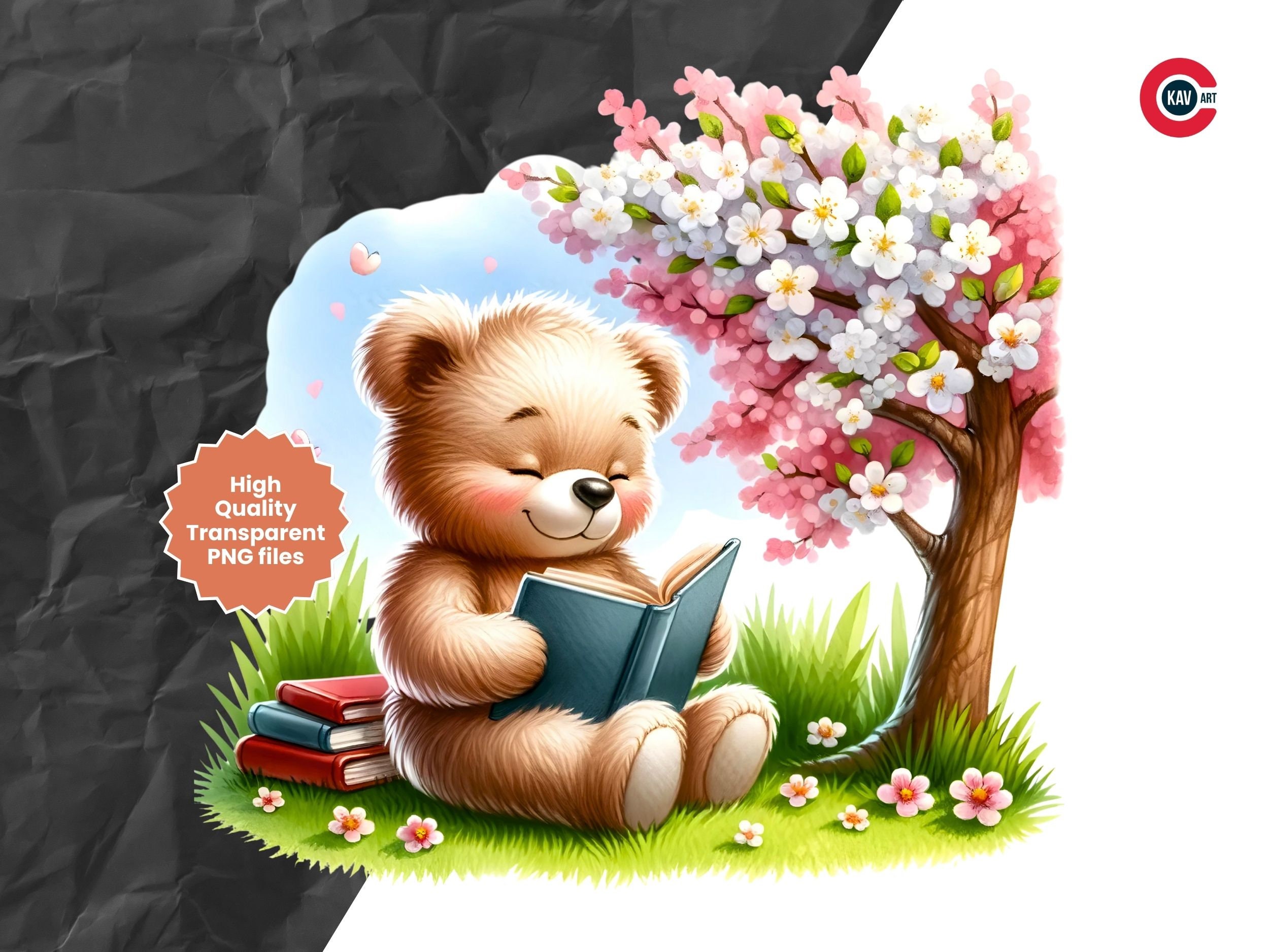 Cute Teddy Bear With Spring Flowers Watercolor Clipart Bundle, Cute ...