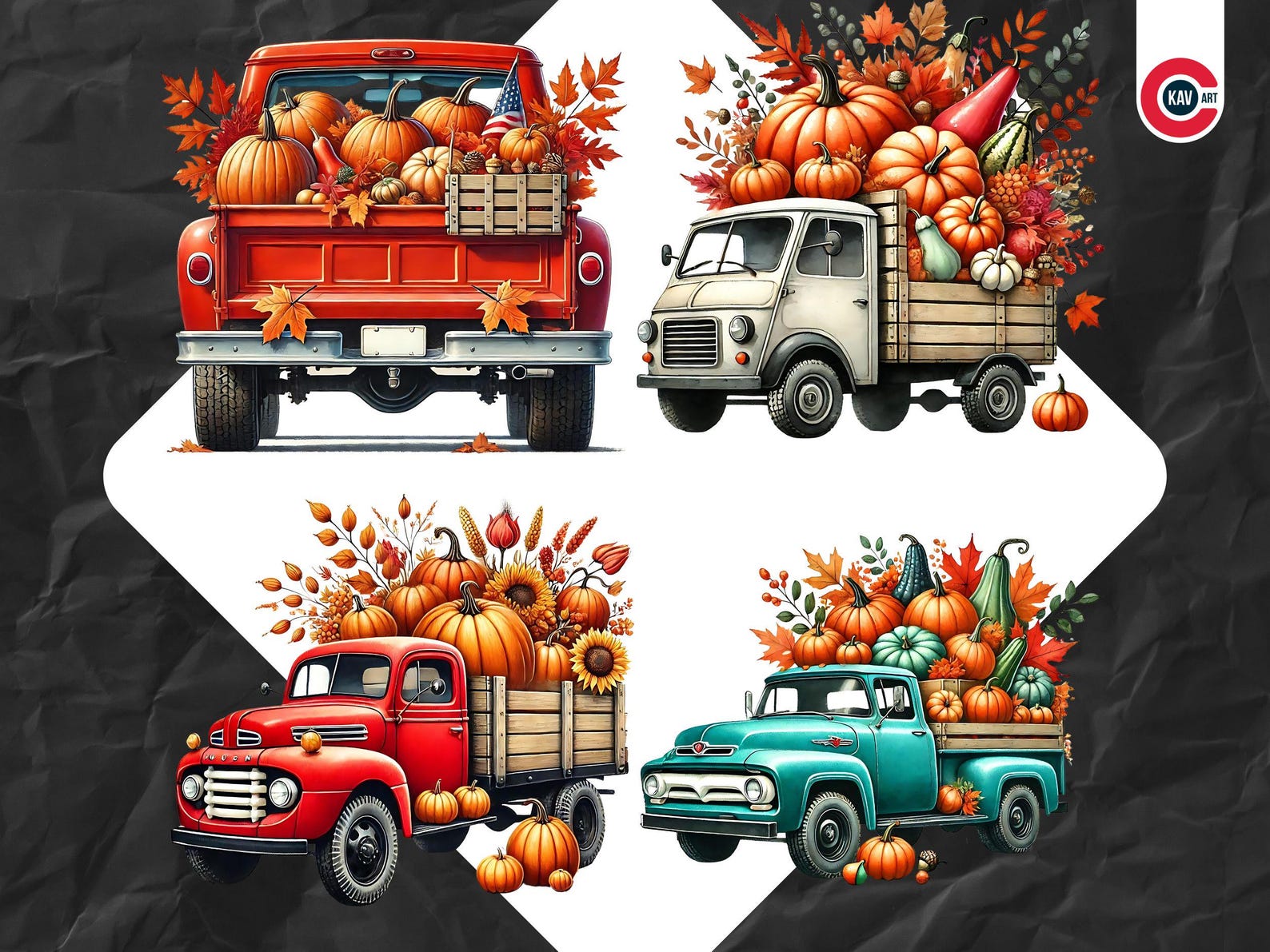 Fall Truck Clipart, Hello Fall, Farm Truck, Truck With Fall Pumpkin and ...