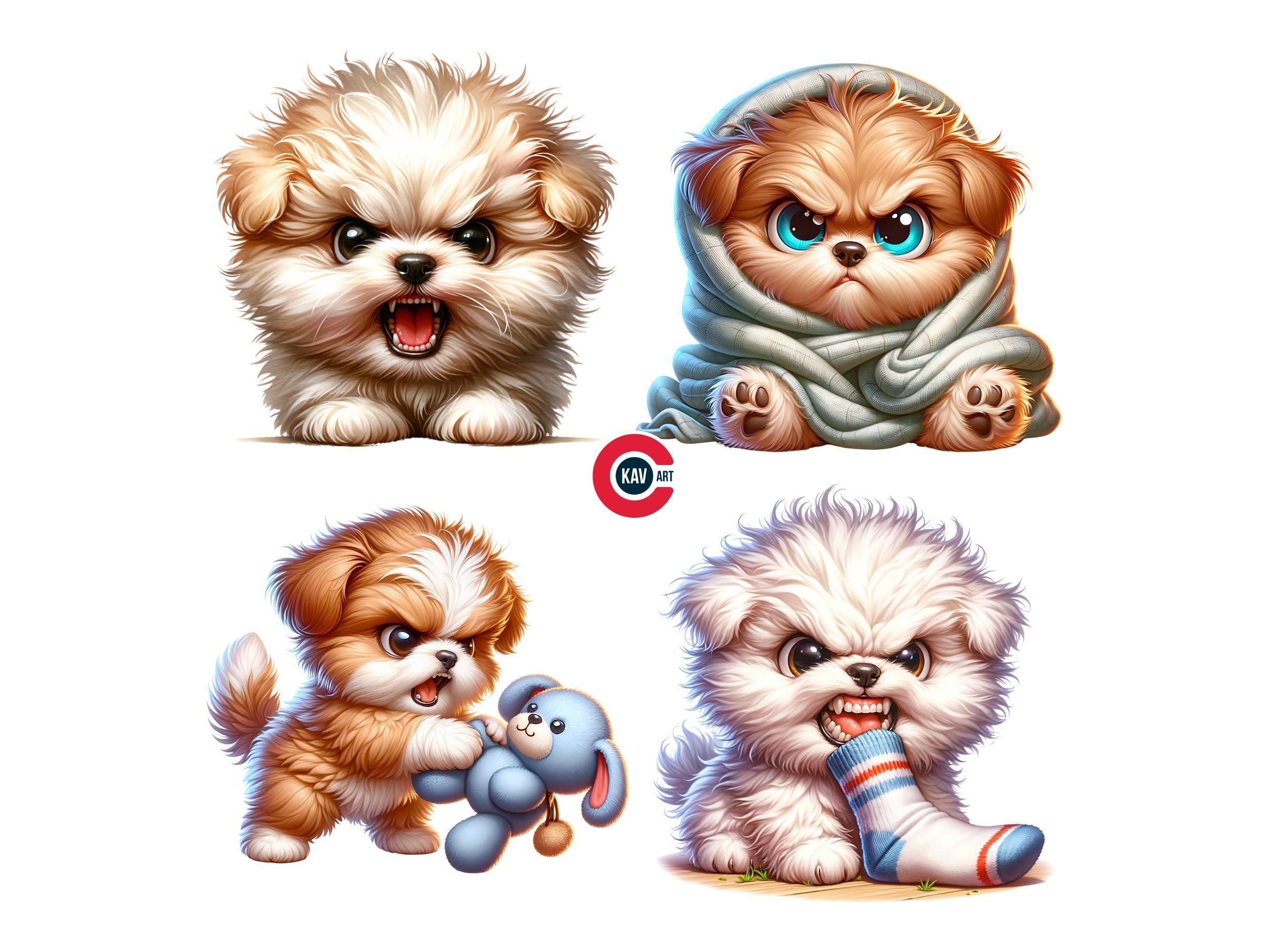 Baby Dog Clipart, Cute Angry Dog Clipart, Funny Angry Baby Dog, Playful ...