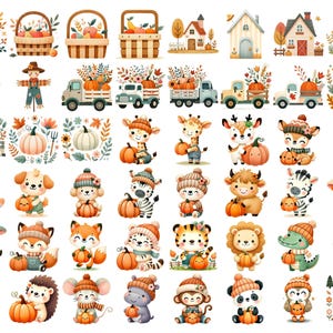 Autumn Animals Clipart, Cute Nursery Animals Graphics, Autumn Nursery ...