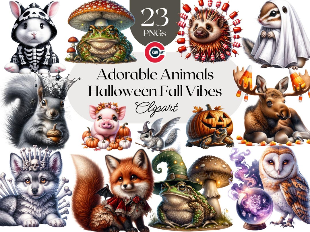 Halloween Animals Clipart Bundle, Spooky Costume Pngs (digital Download ...
