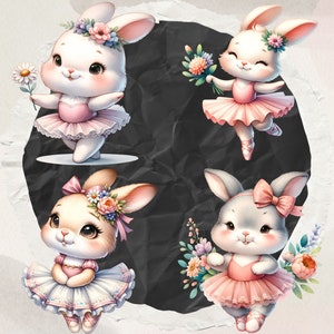 Ballet Dance Bunny Watercolor Clipart, Ballerina Bunny Clipart, Baby ...