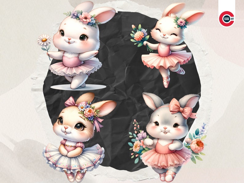 Ballerina Bunny Watercolor Clipart: Ballet Dance, Nursery Decor ...